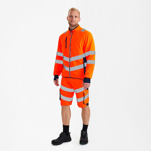Safety Fleece Jacket - Hi-vis Orange / Blue Ink, Engel | Engel Workwear
